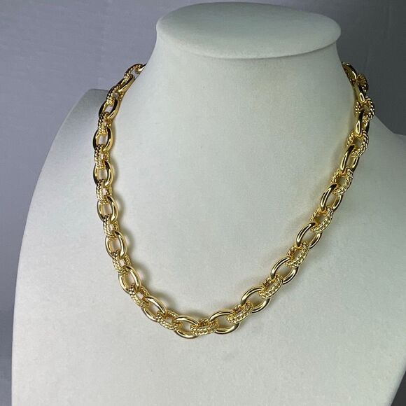 Milor | Jewelry | Milor Large Link Chain Necklace Stainless Steel Gold ...